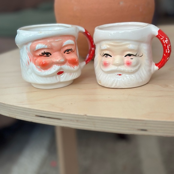 Holiday | 2 Vintage Santa Claus Ceramic Mugs Red And White One With ...